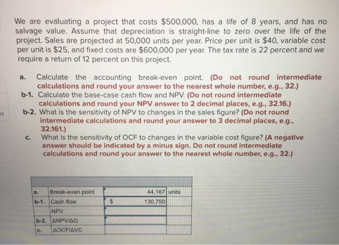 Solved We are evaluating a project that costs $500,000, has | Chegg.com