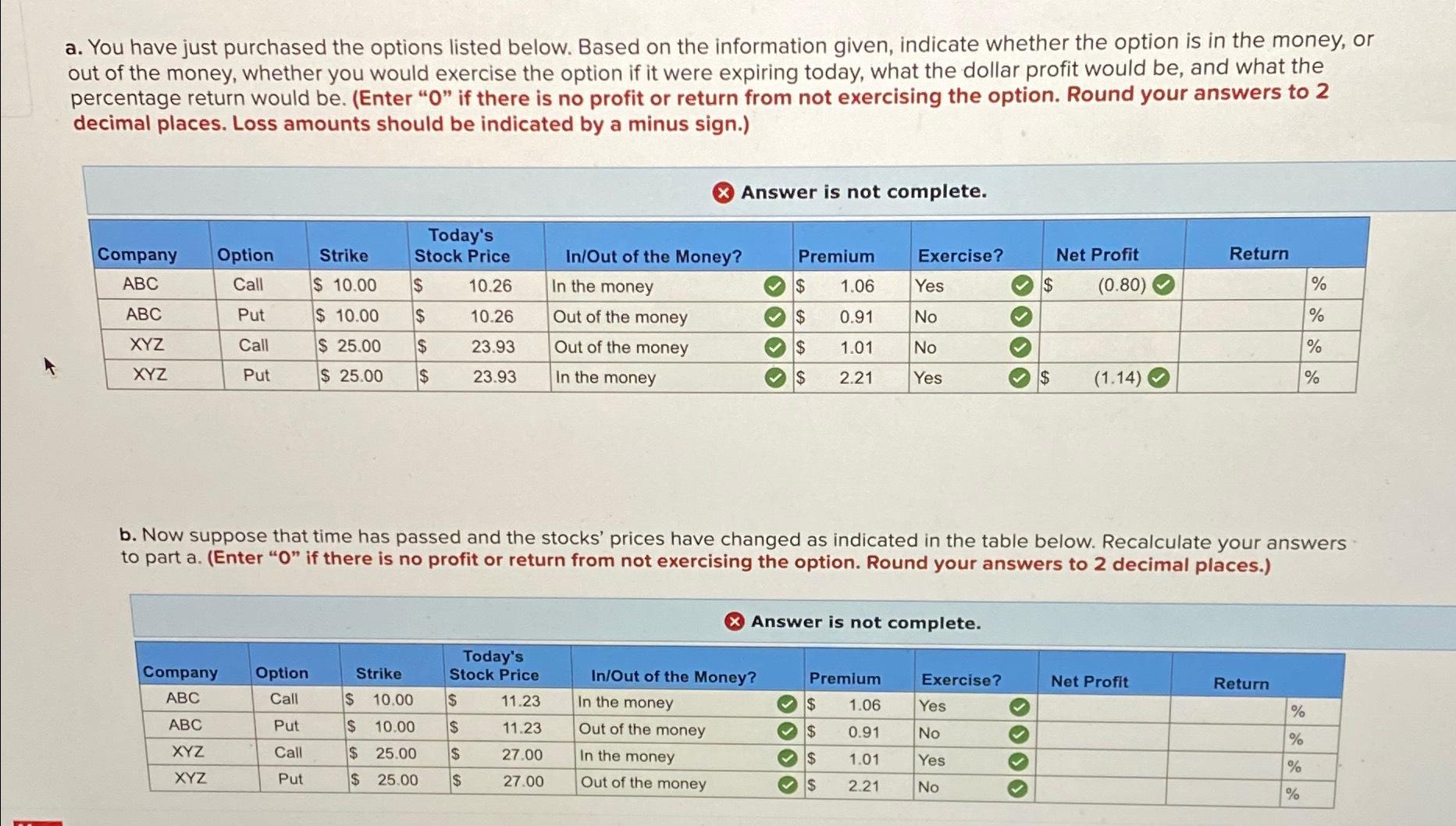 Solved a. ﻿You have just purchased the options listed below. | Chegg.com
