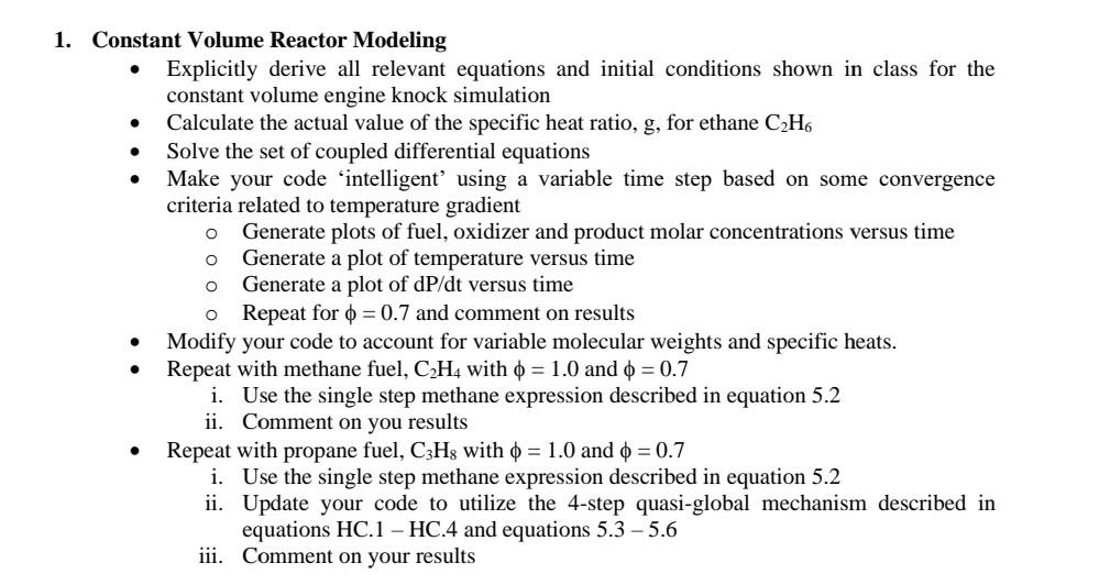 Solved Constant Volume Reactor Modeling - Explicitly derive | Chegg.com