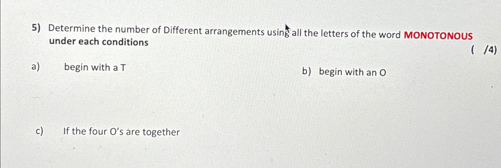 Solved Determine the number of Different arrangements using | Chegg.com