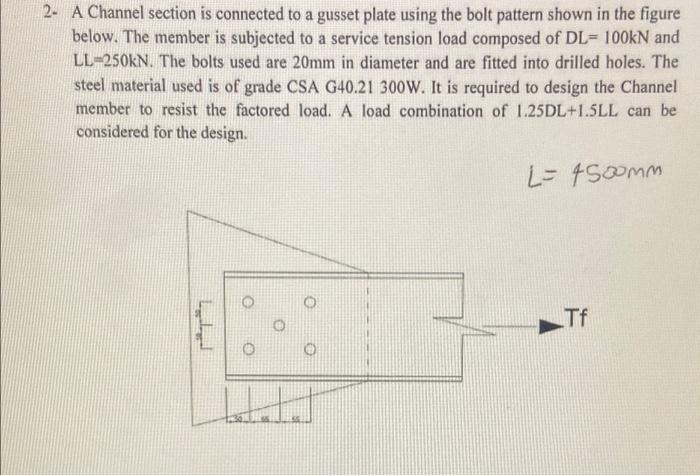 Solved 2- A Channel section is connected to a gusset plate | Chegg.com