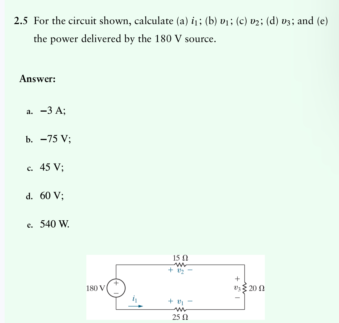 Solved 2.5 ﻿For the circuit shown, calculate (a) i1; (b) v1; | Chegg.com