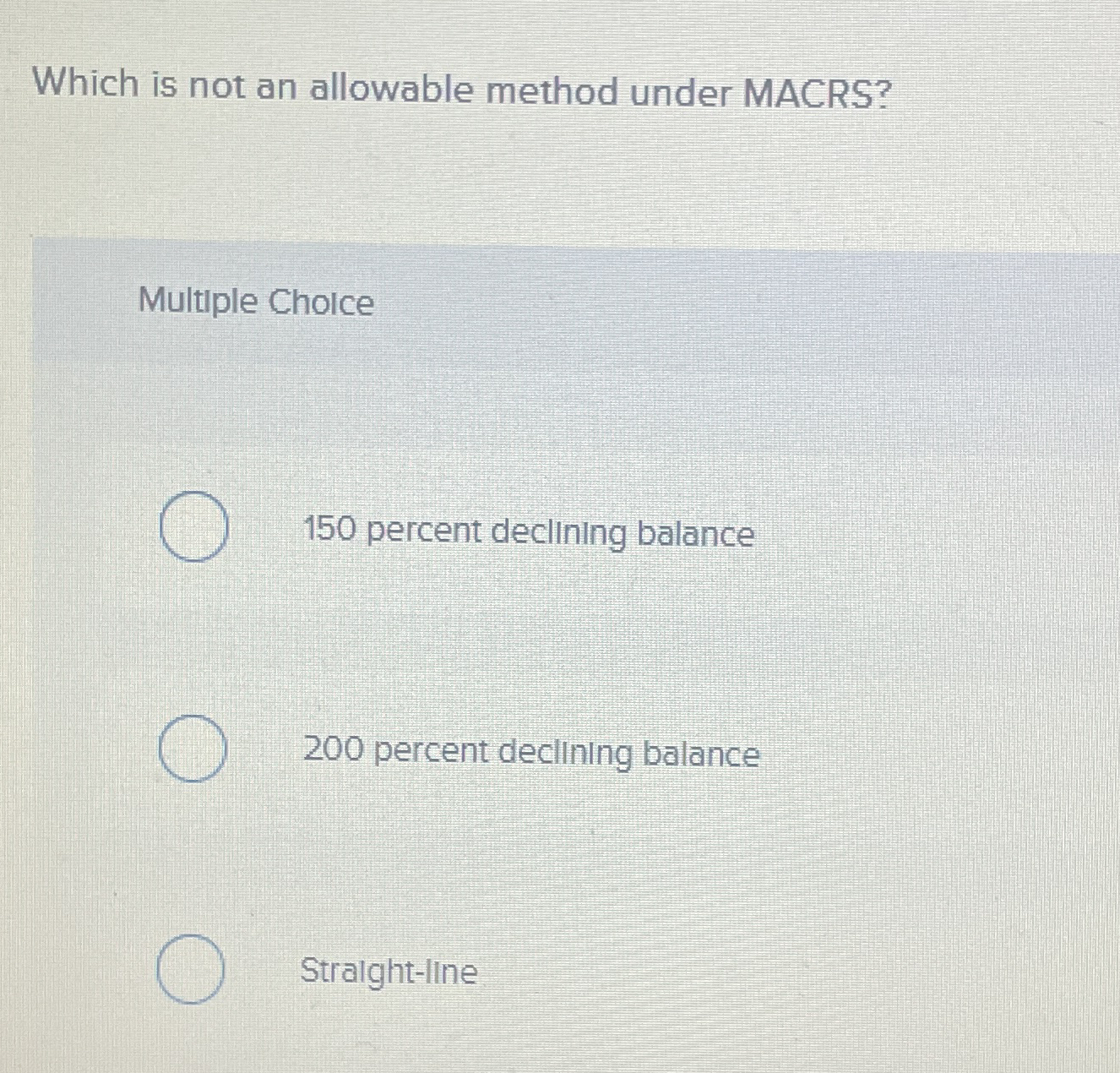 Solved Which is not an allowable method under MACRS?Multiple | Chegg.com