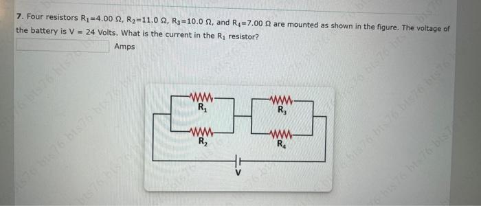 Solved 7. Four resistors R1=4.00Ω,R2=11.0Ω,R3=10.0Ω, and | Chegg.com