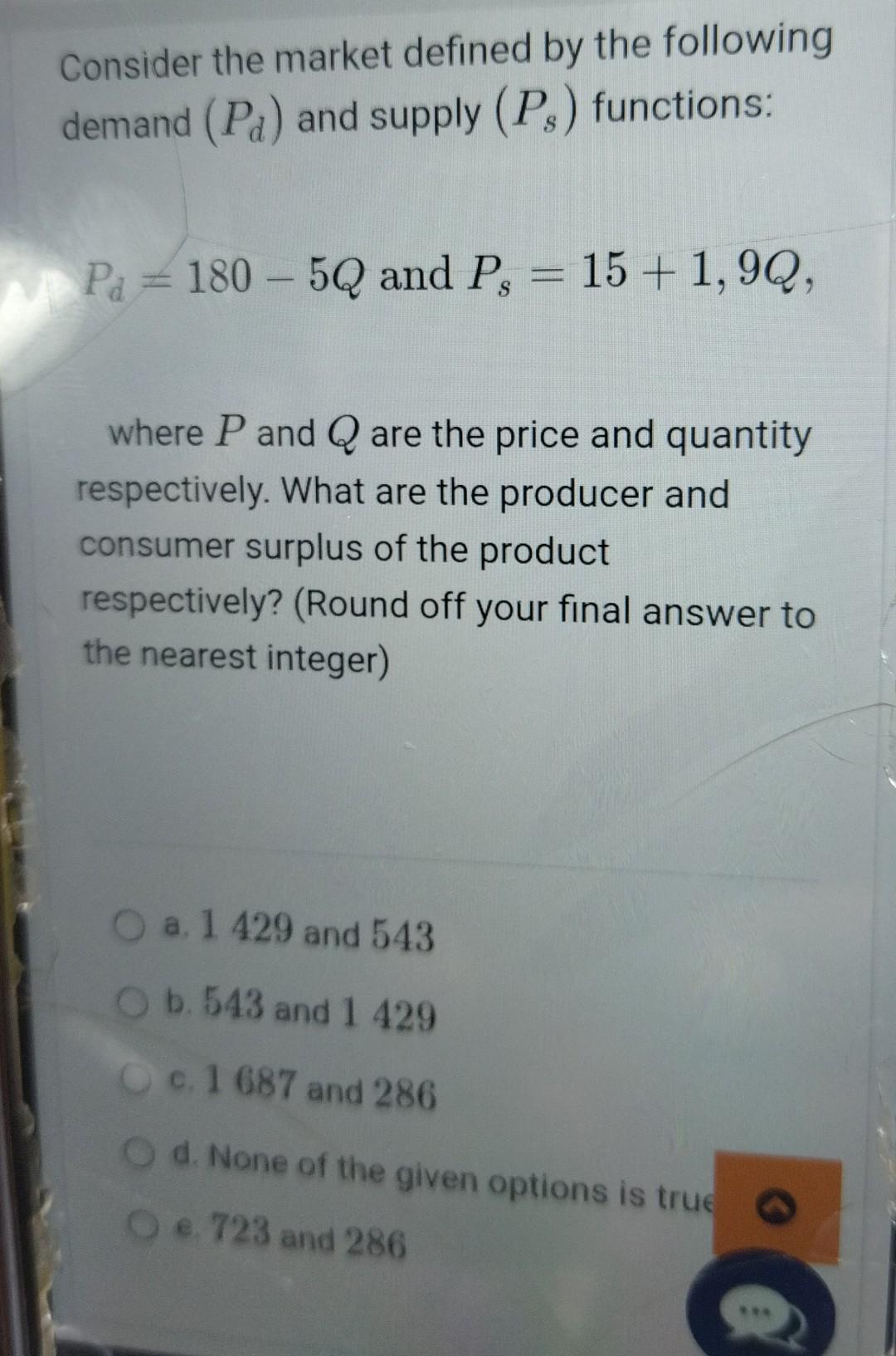 Solved Consider the market defined by the following demand | Chegg.com