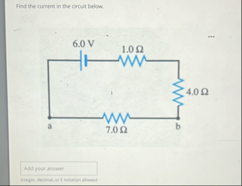 Solved Find the current in the circuit below. Integer, | Chegg.com