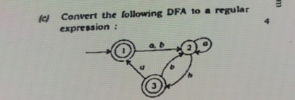 Solved (c) ﻿Convert the following DFA to a regular | Chegg.com