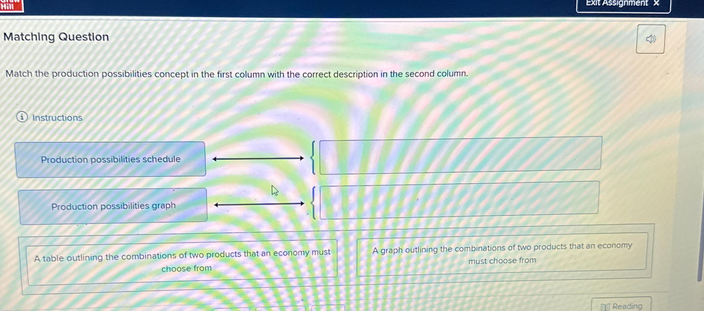 Solved Matching QuestionMatch the production possibilities | Chegg.com