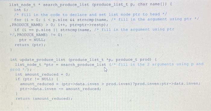 Solved produce.h - defines types for a produce item and a | Chegg.com