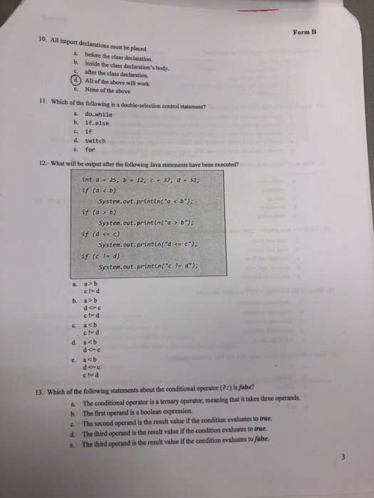Solved Form B 10. All import declarations must be placed | Chegg.com