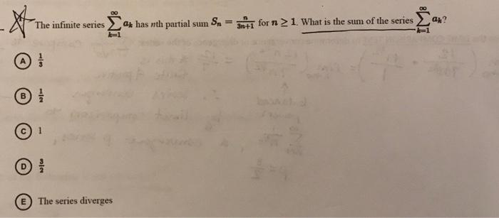 Solved The infinite series sum of ak has a partial sum | Chegg.com