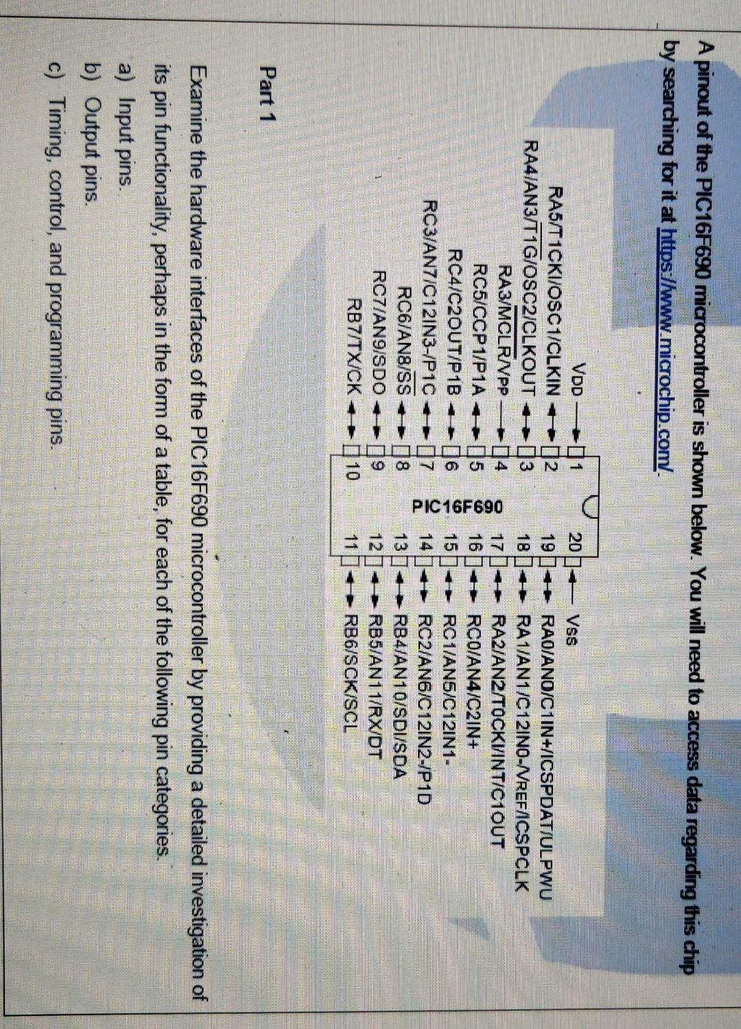 Solved What are timing, control and programming pins for a | Chegg.com