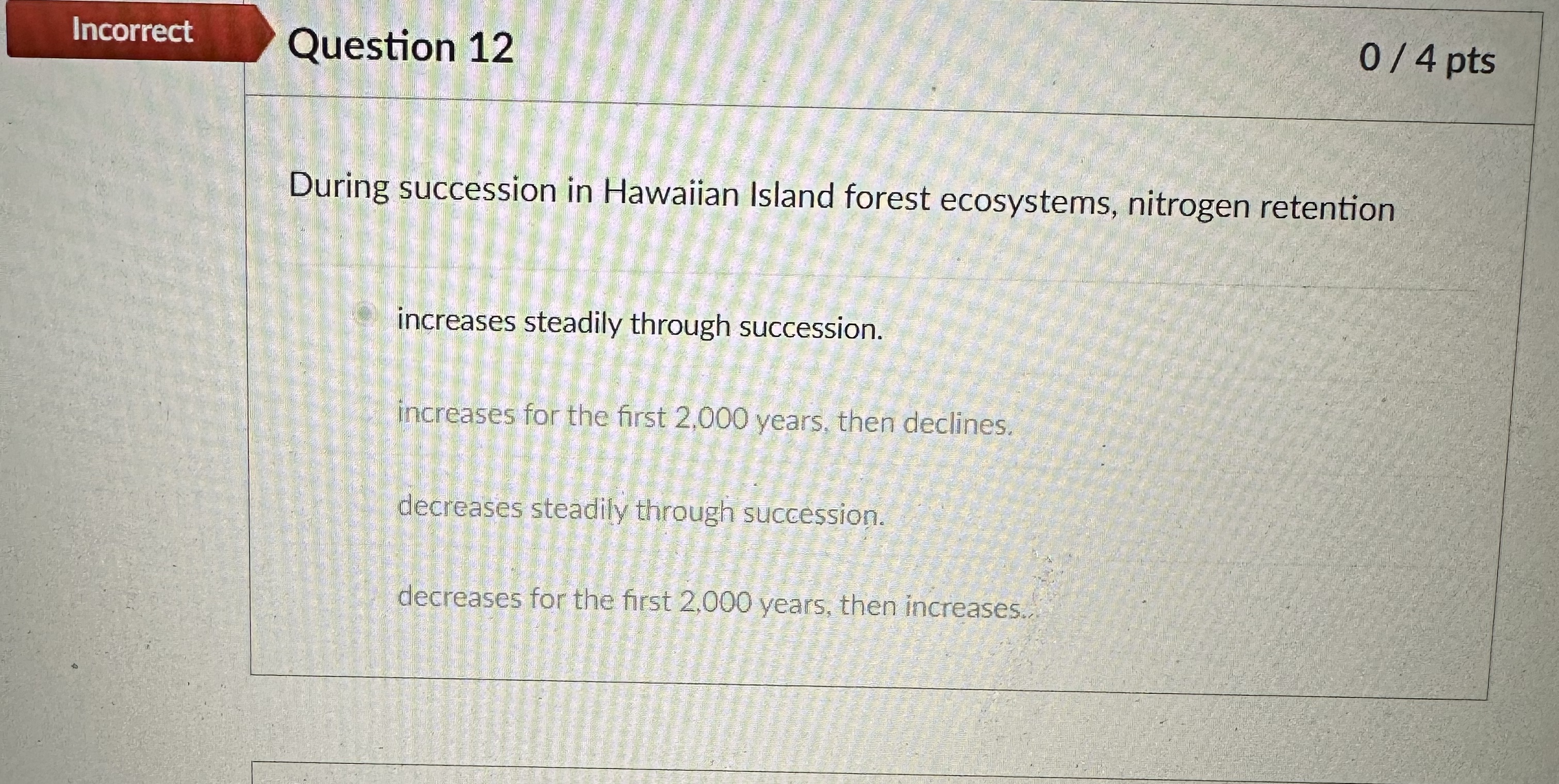 High Quality SOLUTION IncorrectQuestion 1204 ﻿ptsDuring succession in | Chegg.com
