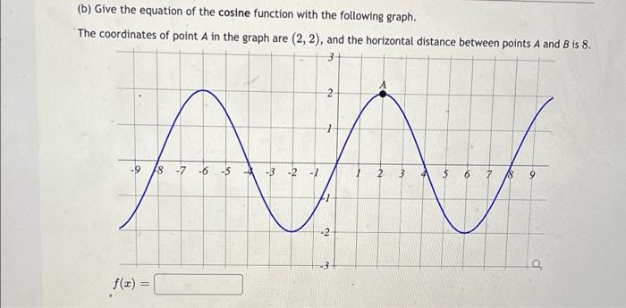 Solved (b) Give the equation of the cosine function with the | Chegg.com