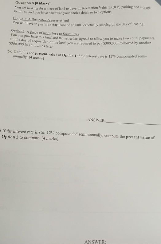 Solved Question 5 [8 ﻿Marks]You are looking for a piece of | Chegg.com