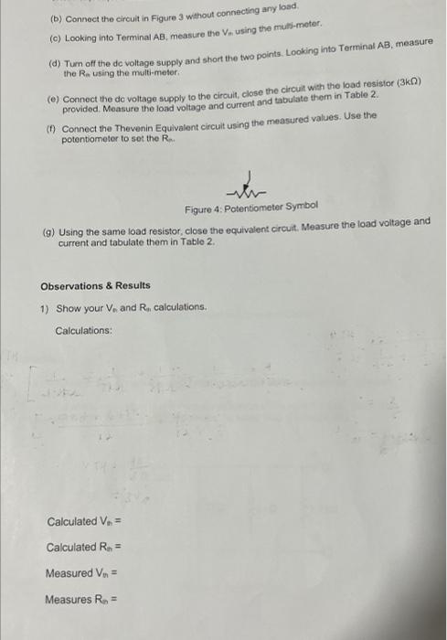 Solved Experiment 2: Verification of the Thevenin Theorem | Chegg.com
