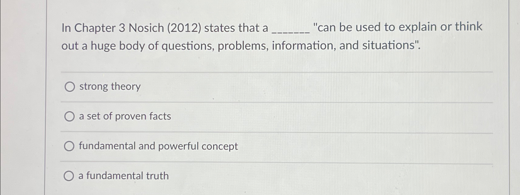 Solved In Chapter 3 ﻿Nosich (2012) ﻿states that a "can be | Chegg.com