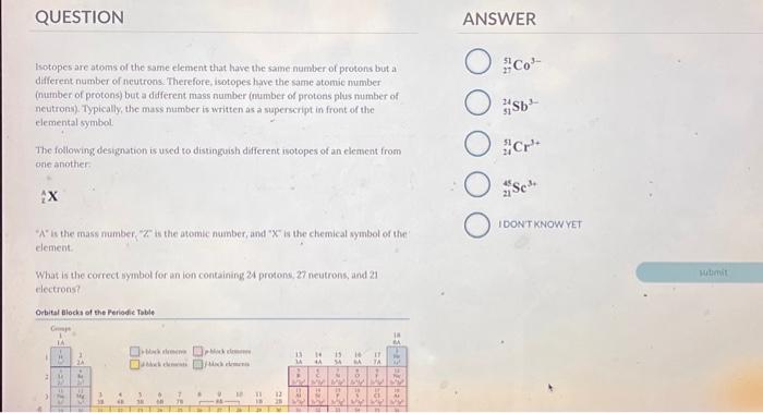 QUESTION ANSWER isotopes are atoms of the same | Chegg.com