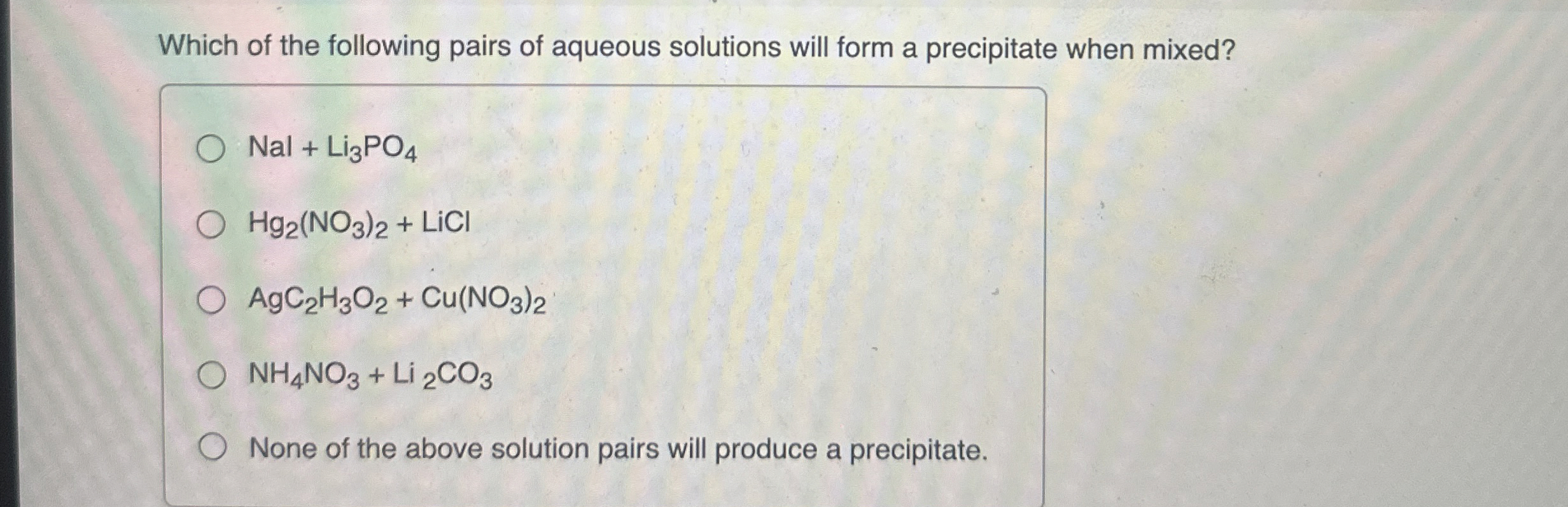 Solved Which of the following pairs of aqueous solutions | Chegg.com