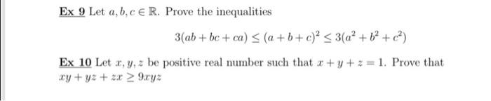 Solved Ex 9 Let a,b,c∈R. Prove the inequalities | Chegg.com