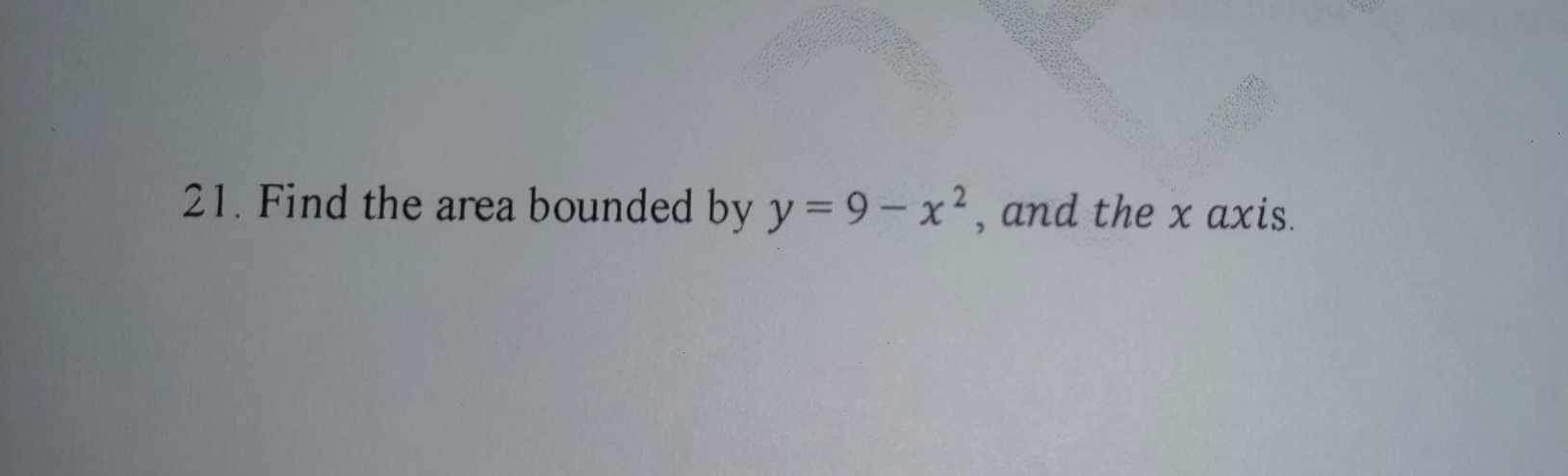 Solved Find the area bounded by y=9-x2, ﻿and the x ﻿axis. | Chegg.com