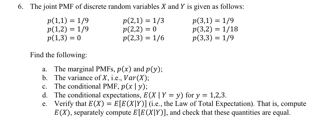 Solved The joint PMF of discrete random variables x ﻿and Y | Chegg.com