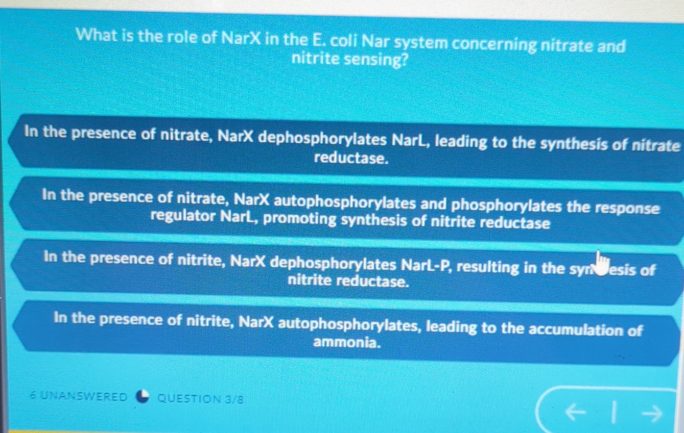 Solved What is the role of NarX in the E. ﻿coli Nar system | Chegg.com