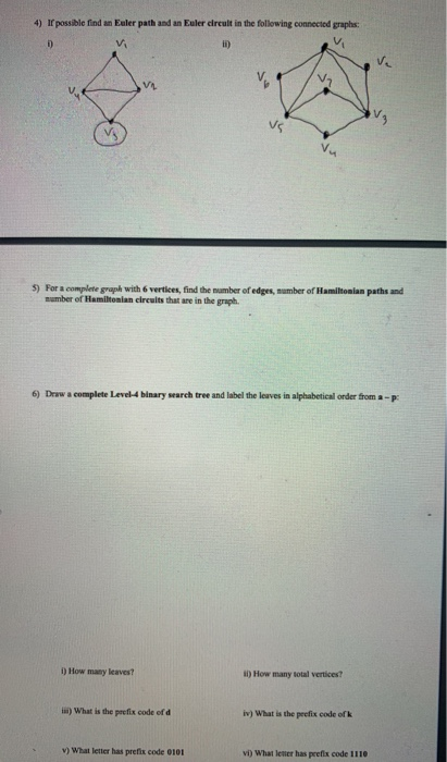 Solved 4 If Possible Find Euler Path And An Euler Circult