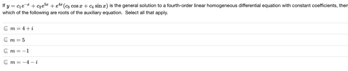 Solved If y=ce ? + Gebe +et+ (COS E + C sin x) is the | Chegg.com
