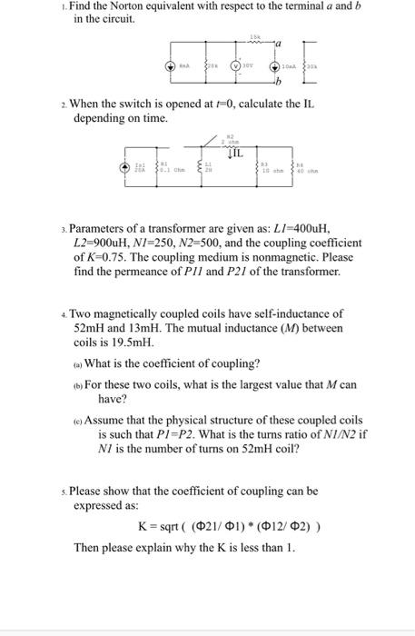 1. Find the Norton equivalent with respect to the | Chegg.com