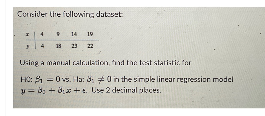 Consider the following dataset:Using a manual | Chegg.com