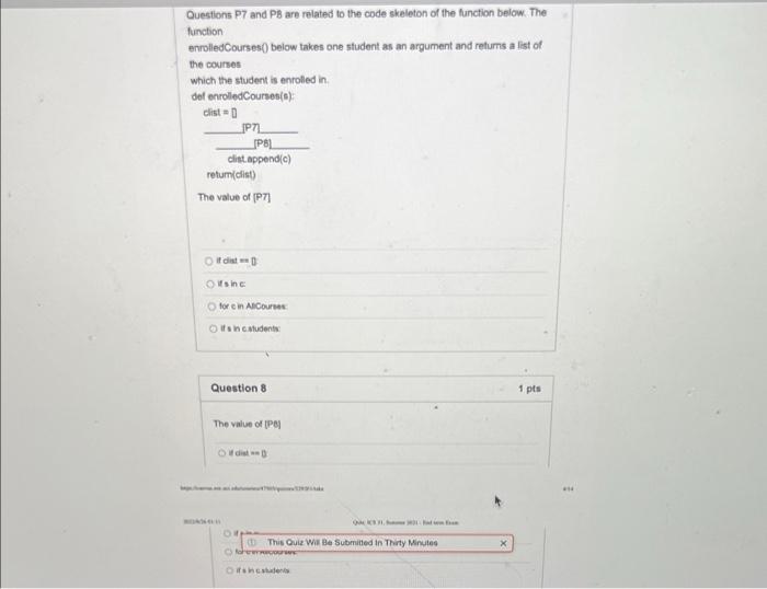 Solved Ouestions P7 and P8 are related to the code skeleton | Chegg.com
