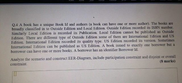 Solved Q.4 A book has a unique Book Id and authors (a book | Chegg.com