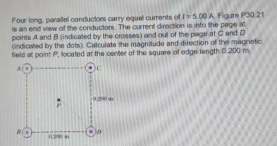 Solved Four long, parallel conductors carry equal currents | Chegg.com