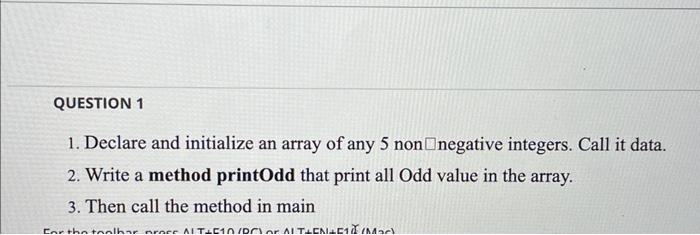 Solved QUESTION 1 1. Declare and initialize an array of any | Chegg.com