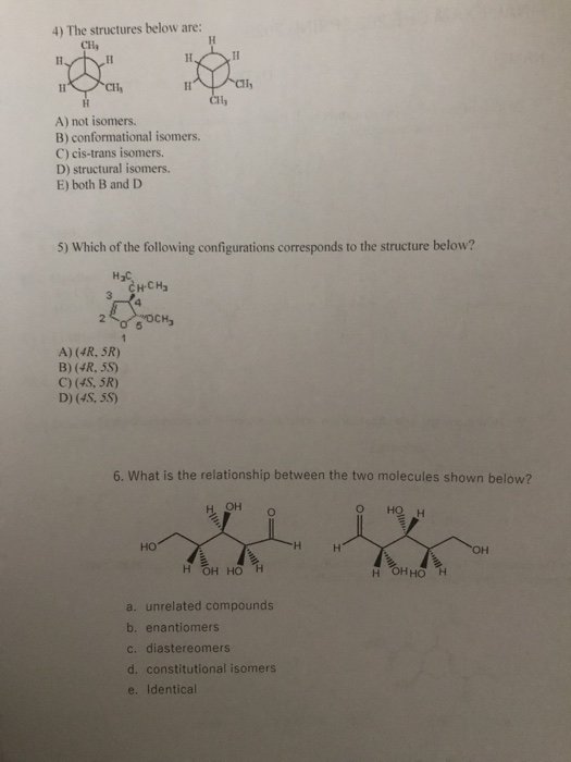 Solved 4) The structures below are: CH HH CH, Hyh A) not | Chegg.com