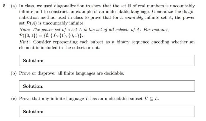 Solved (a) In class, we used diagonalization to show that | Chegg.com