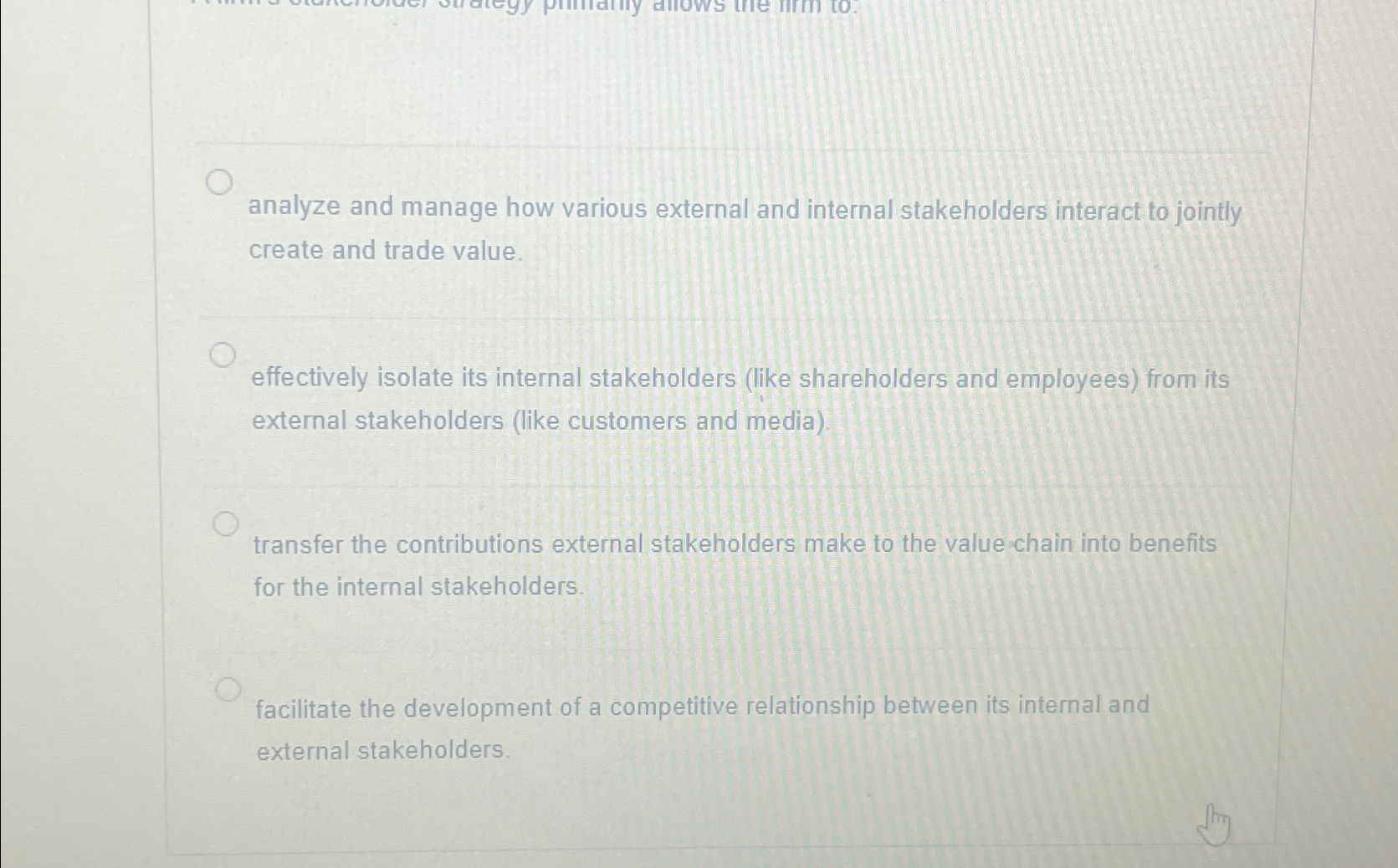 Solved analyze and manage how various external and internal | Chegg.com
