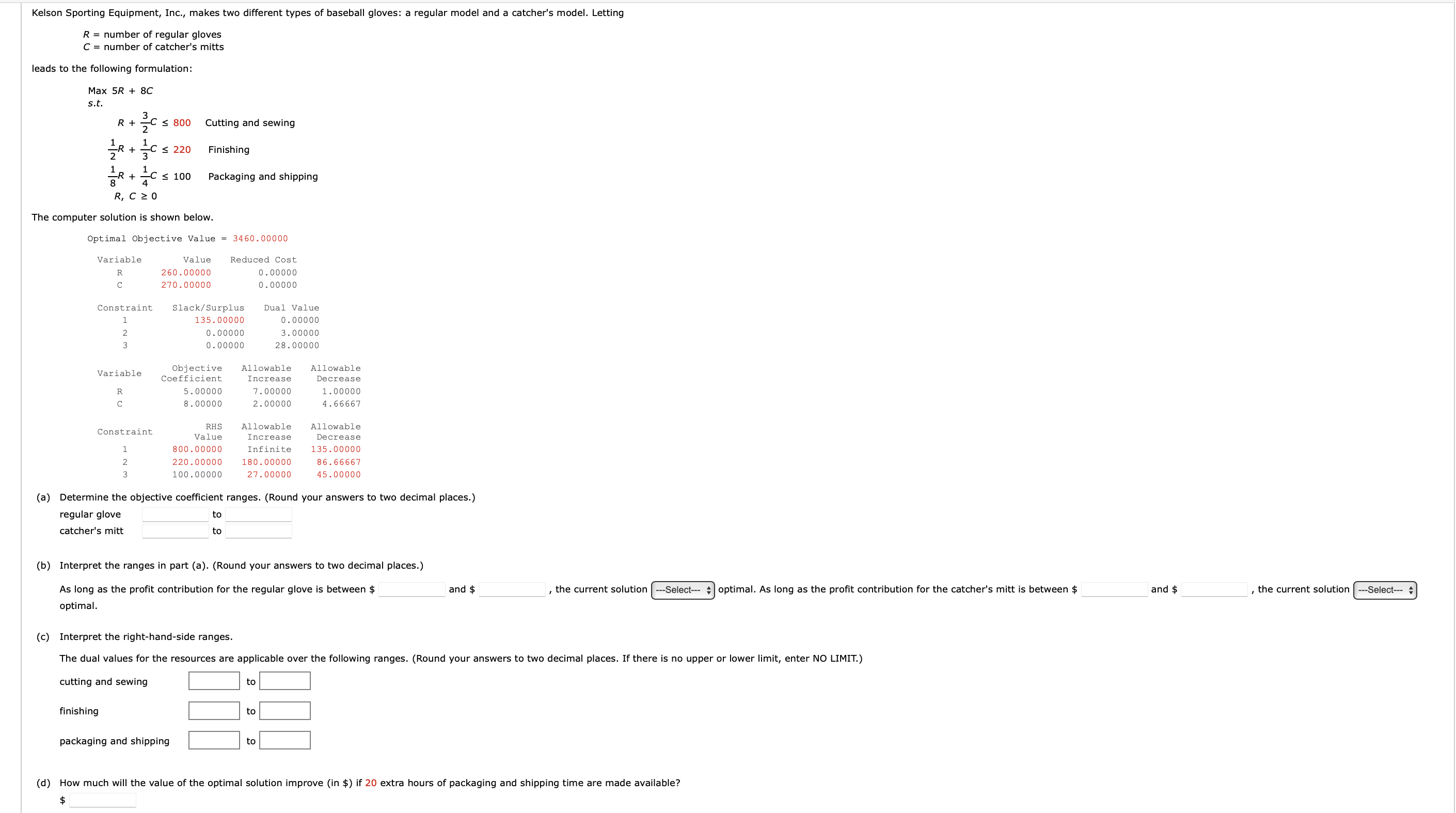 Solved Kelson Sporting Equipment, Inc., makes two different | Chegg.com