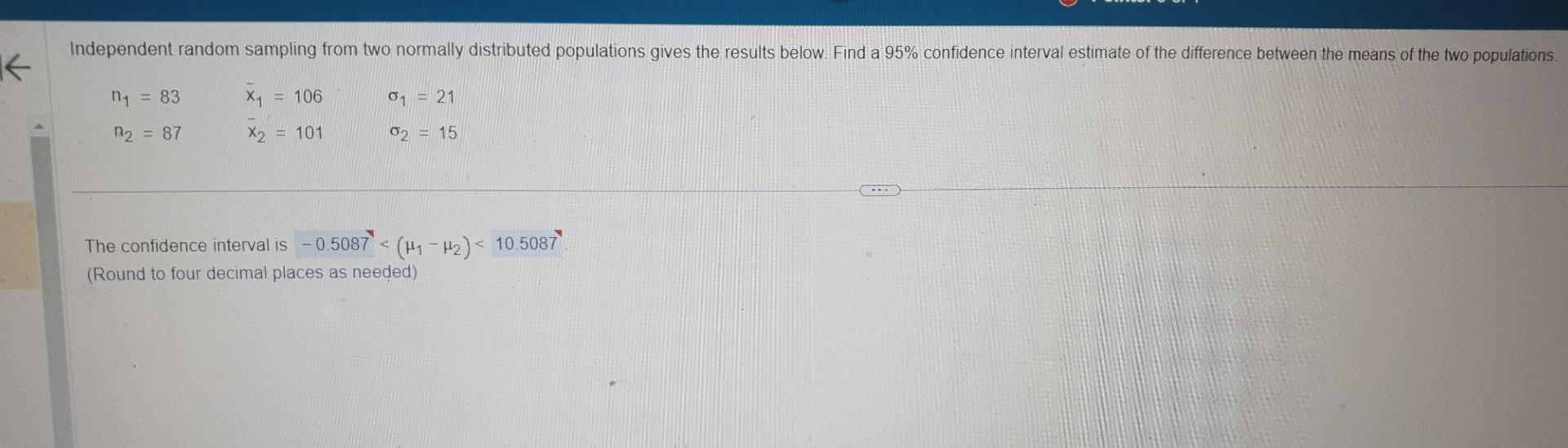Solved Independent random sampling from two normally | Chegg.com