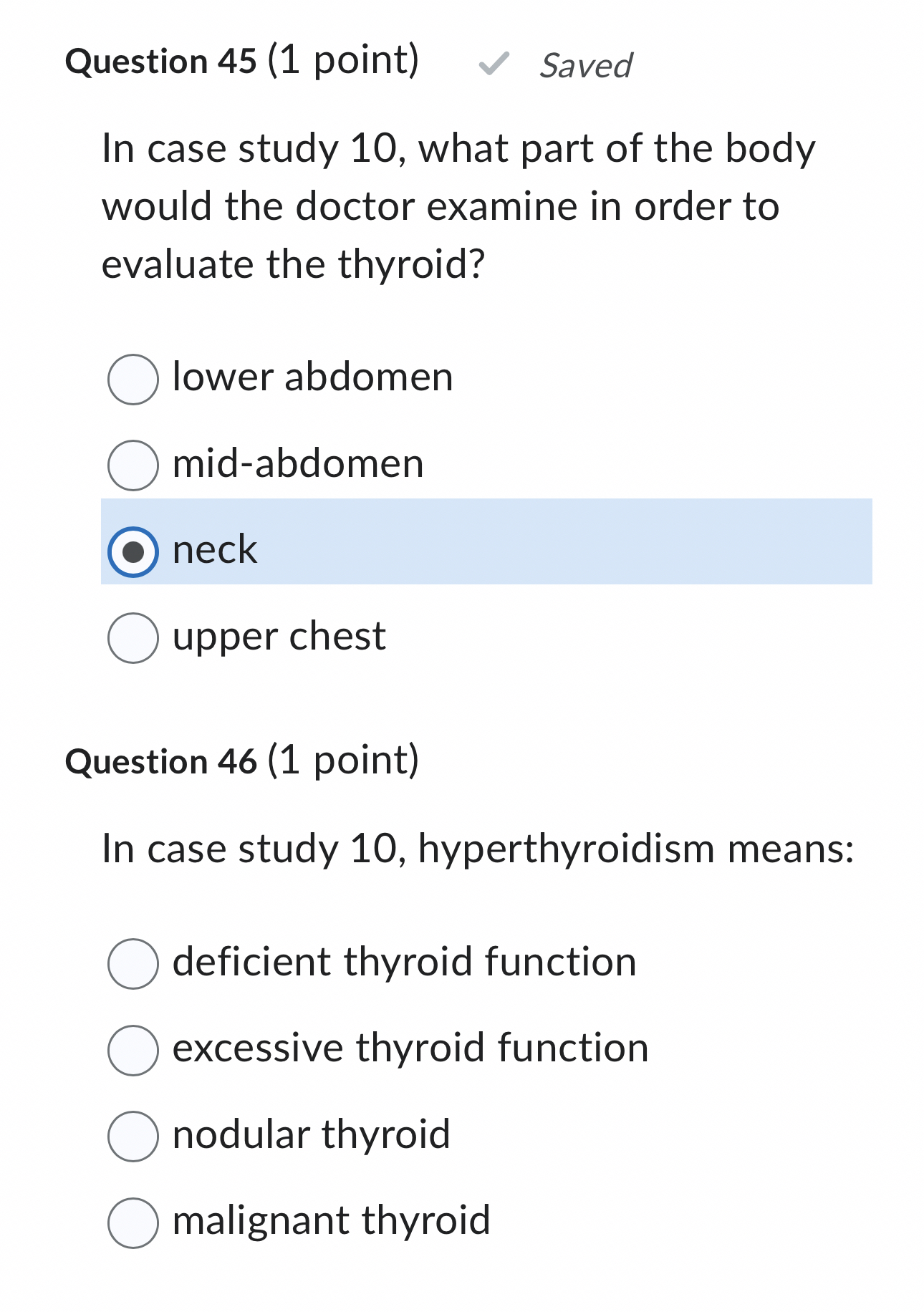 Solved Question 45 (1 ﻿point) ﻿SavedIn case study 10, ﻿what | Chegg.com