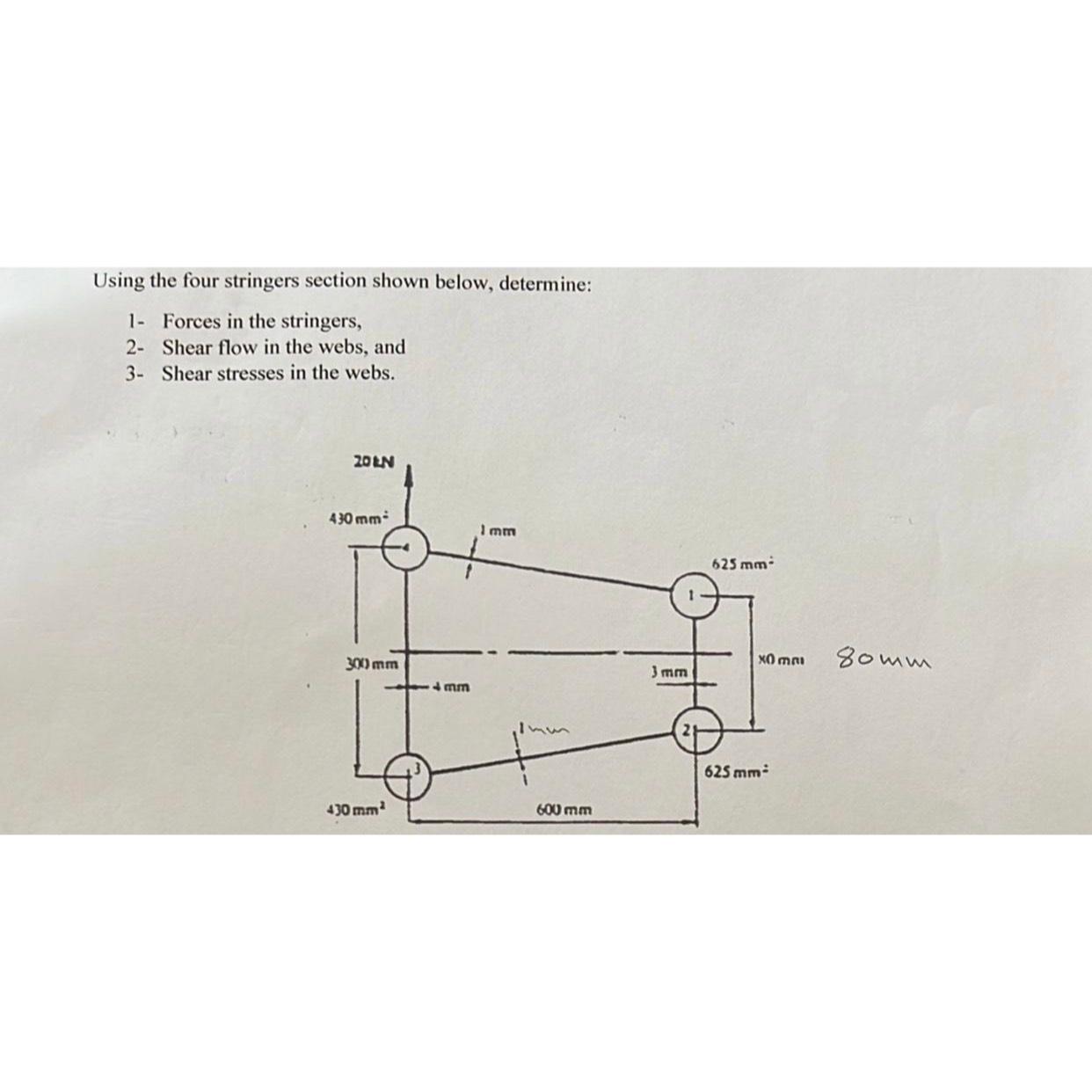 Solved Using the four stringers section shown below, | Chegg.com