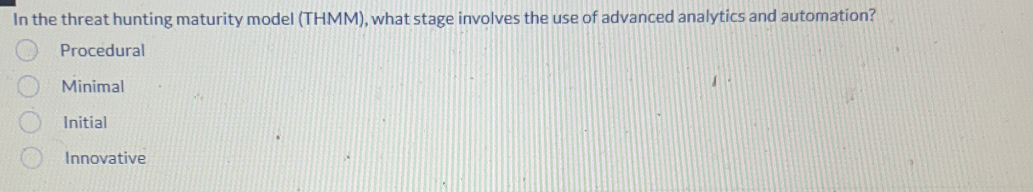 Solved In the threat hunting maturity model (THMM), ﻿what | Chegg.com