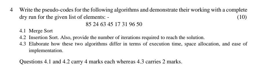 Solved Write the pseudo-codes for the following algorithms | Chegg.com