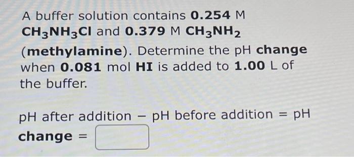 Solved A buffer solution contains 0.254 M CH3NH3Cl and 0.379 | Chegg.com