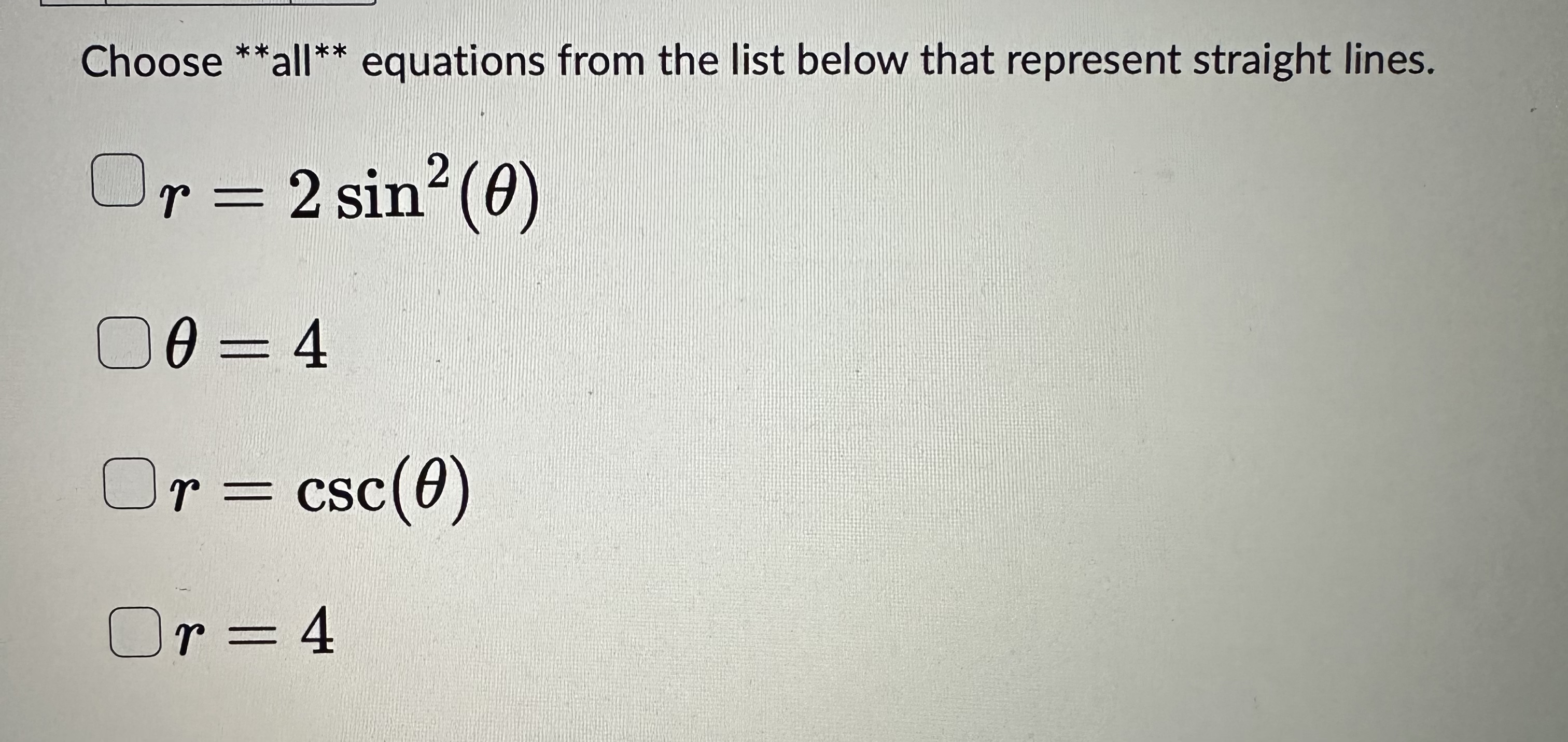 Choose equations from the list below that represent | Chegg.com