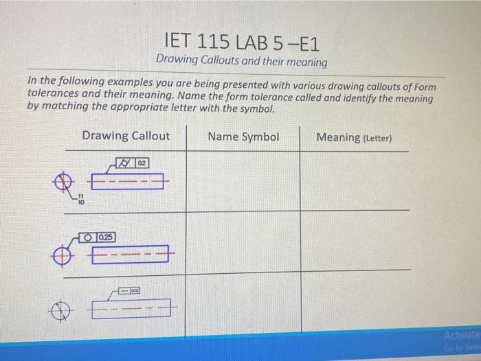 Solved IET 115 LAB 5-E1 Drawing Callouts and their meaning | Chegg.com