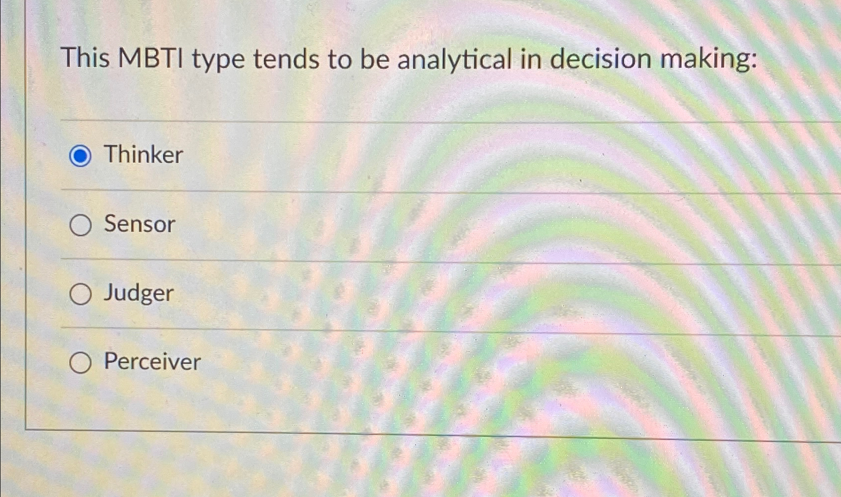 Solved This MBTI type tends to be analytical in decision | Chegg.com