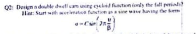 Q2 : Design a double dwell cam using cycloid function | Chegg.com