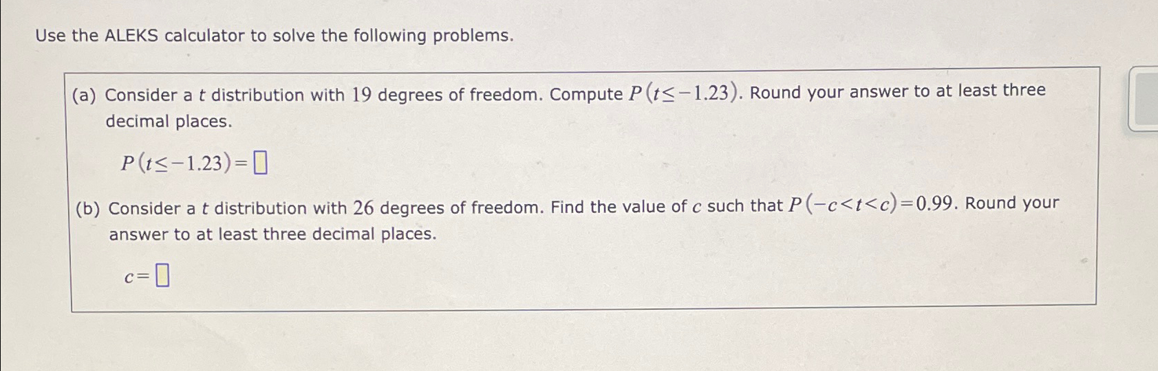 Solved Use the ALEKS calculator to solve the following | Chegg.com